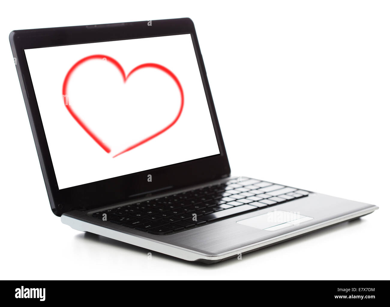 laptop computer with heart on white screen Stock Photo - Alamy
