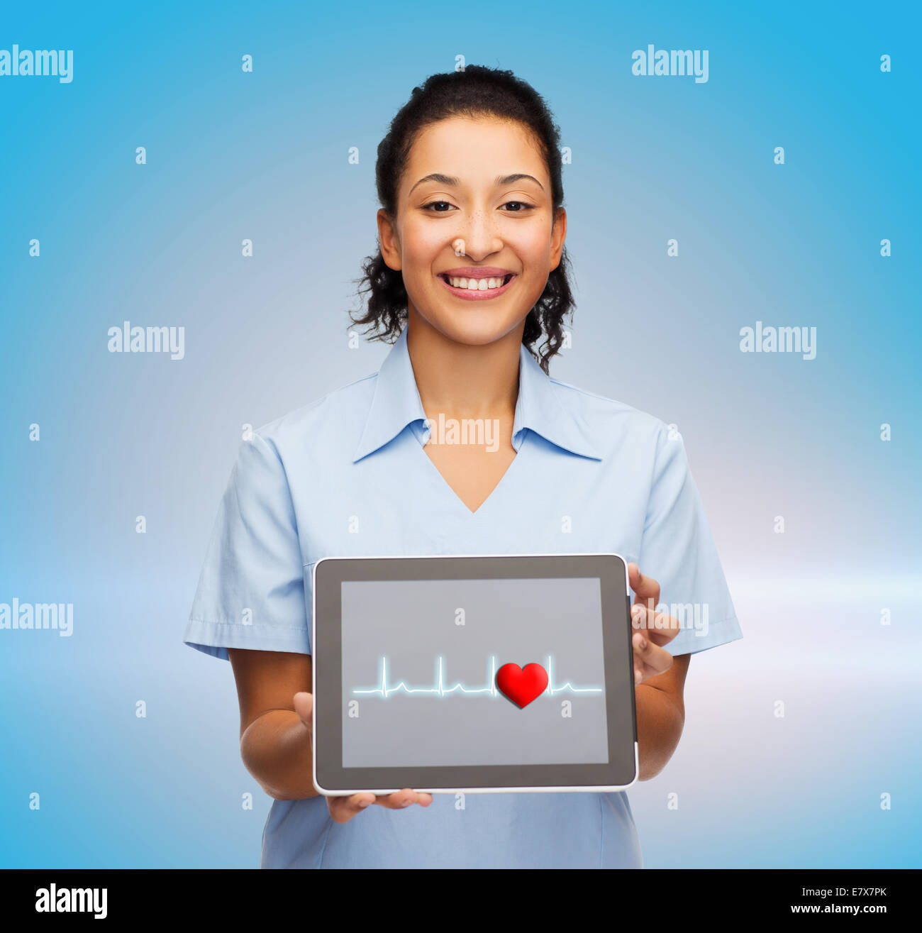 smiling female doctor or nurse with tablet pc Stock Photo - Alamy