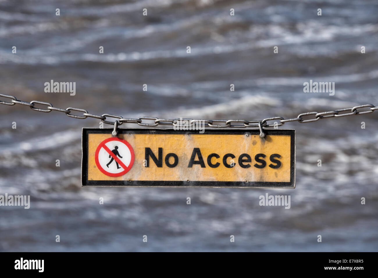 "No Access" sign on a chain (to warn people not to access part of the ...