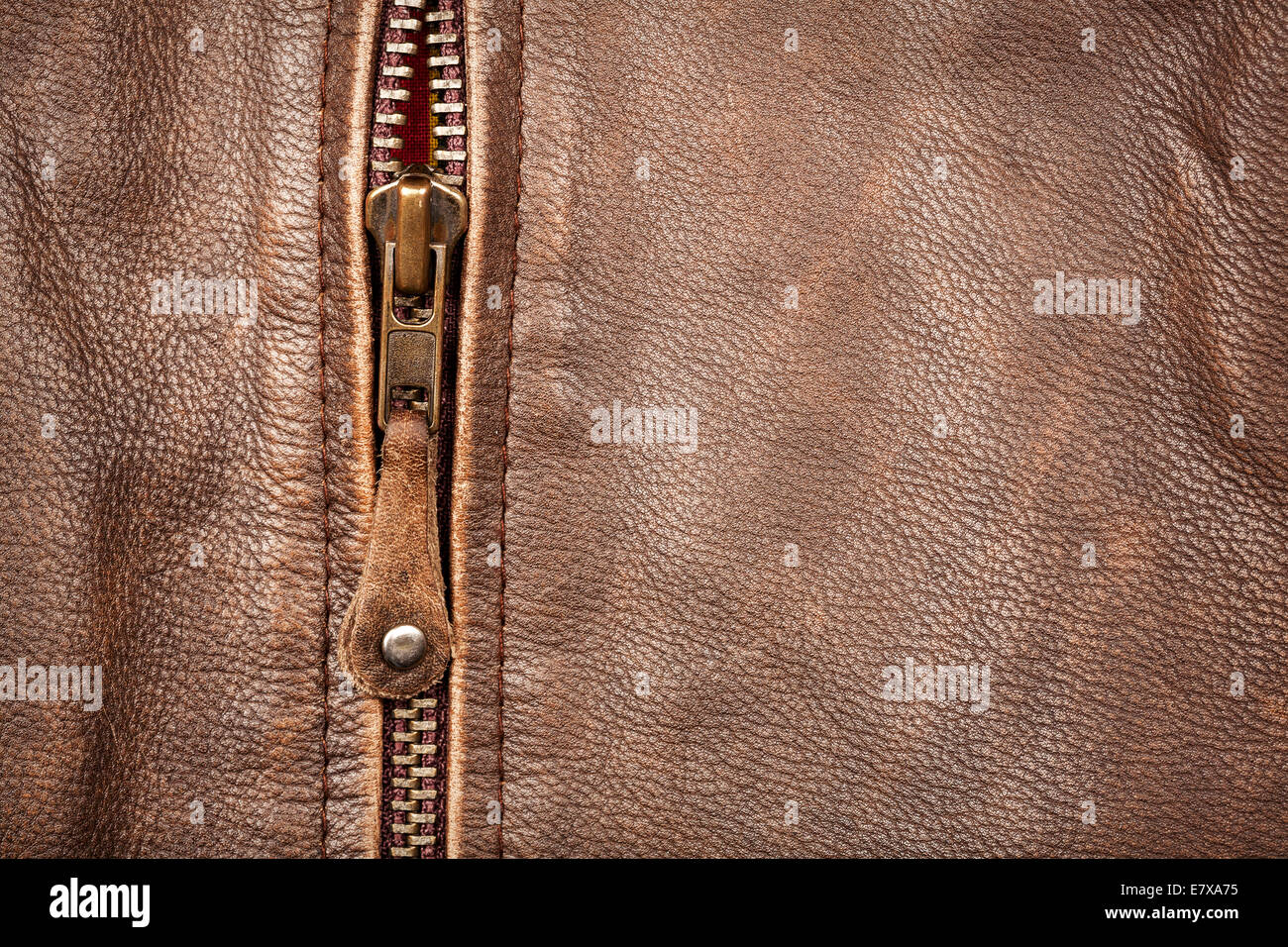 Brown leather texture and zipper background Stock Photo - Alamy