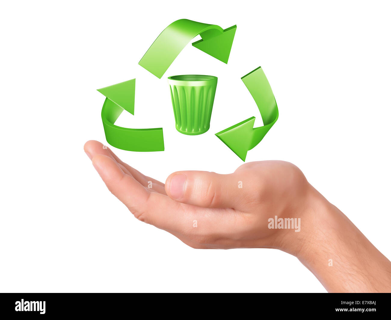 image of hand holding green Recycling symbol. ecology concept on white ...