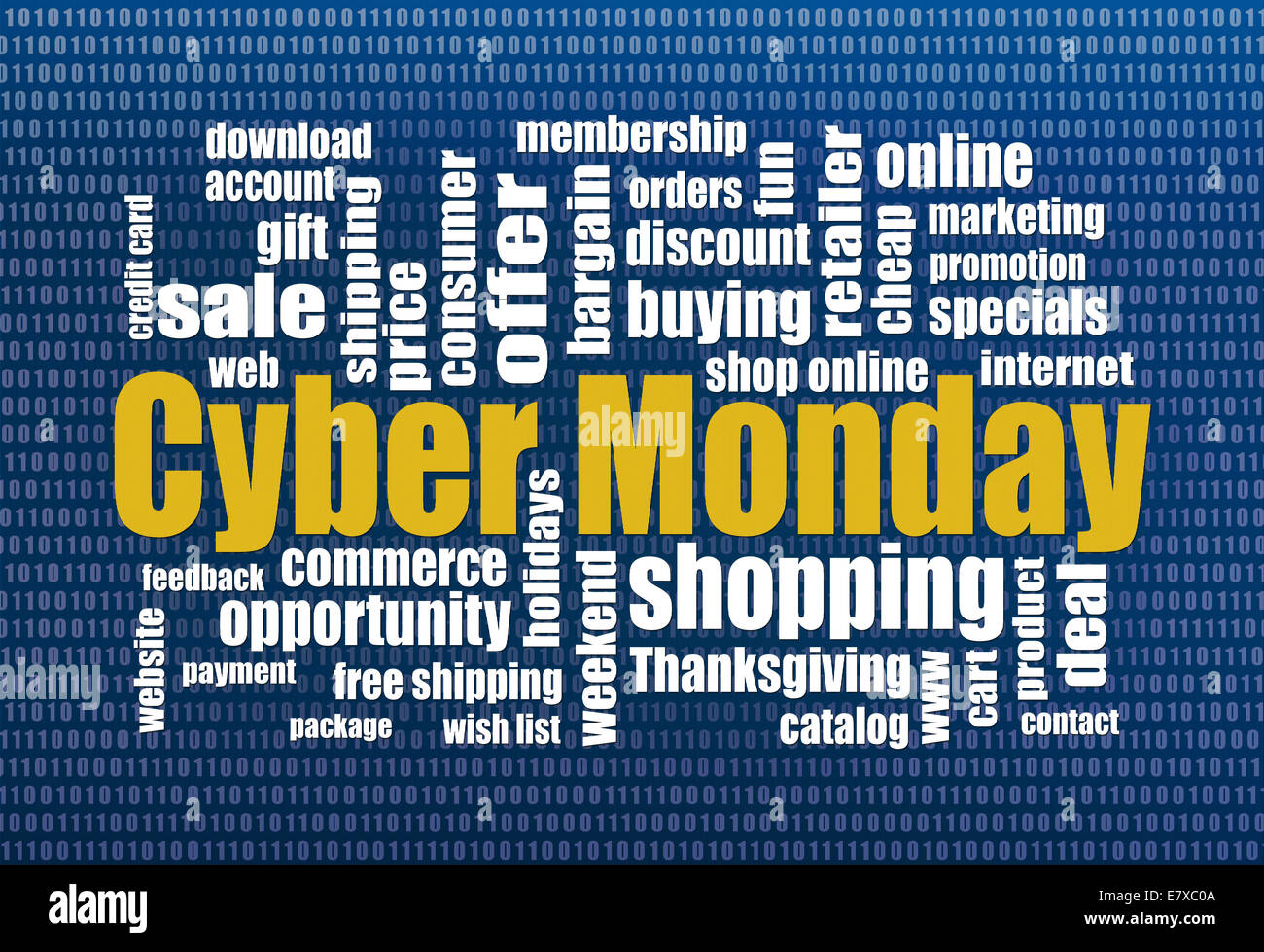 Cyber Monday word cloud with computer screen texture - a holiday online ...