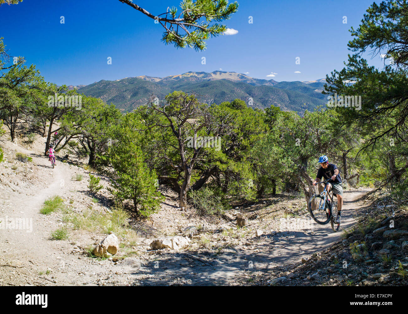 Man mountain biking on the Little Rainbow Trail, Salida, Colorado, USA ...