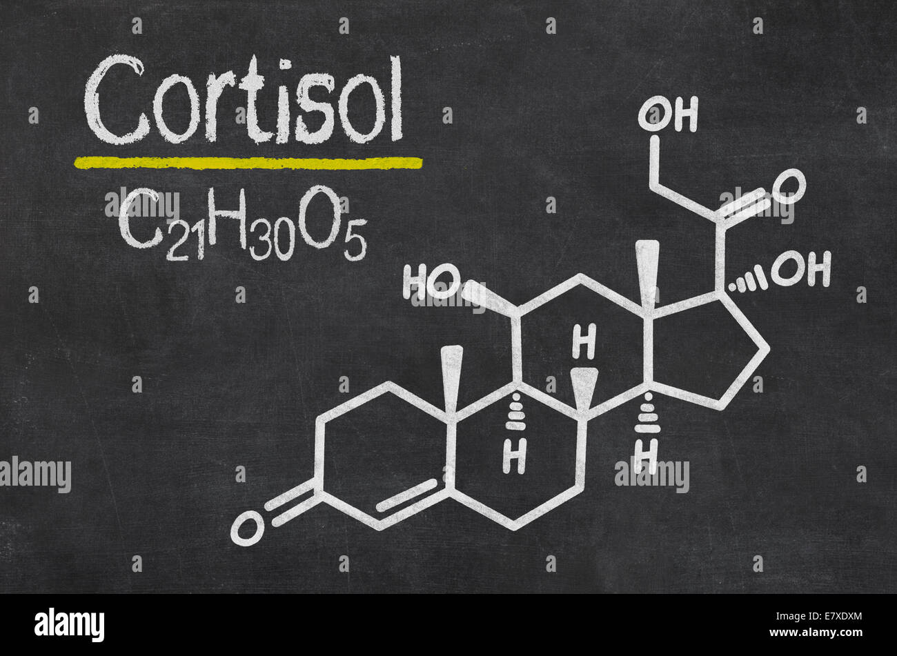Blackboard with the chemical formula of cortisol Stock Photo - Alamy