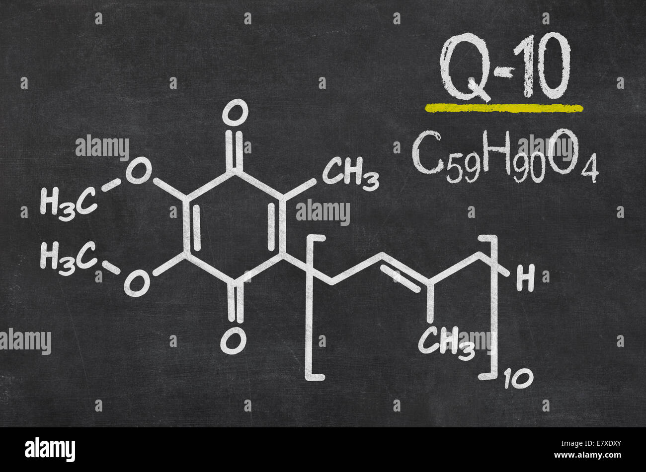 Blackboard with the chemical formula of coenzyme q10 Stock Photo - Alamy