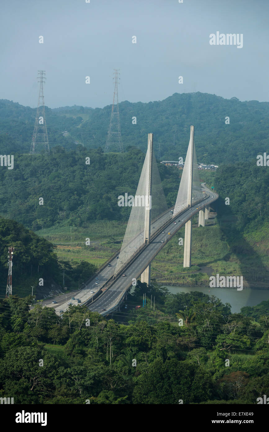 Aerial view of the Centennial bridge crossing the Panama canal Stock ...