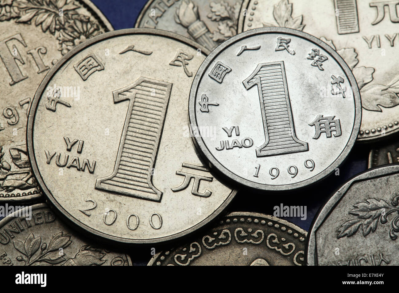 Coins of China. Chinese one Yuan and one Jiao coins Stock Photo - Alamy