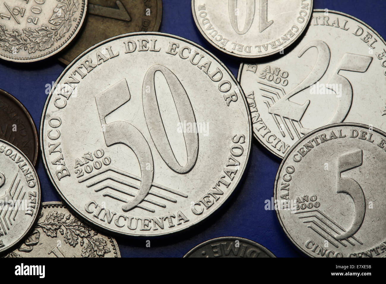 Coins of Ecuador. Ecuadorian centavo coins Stock Photo - Alamy