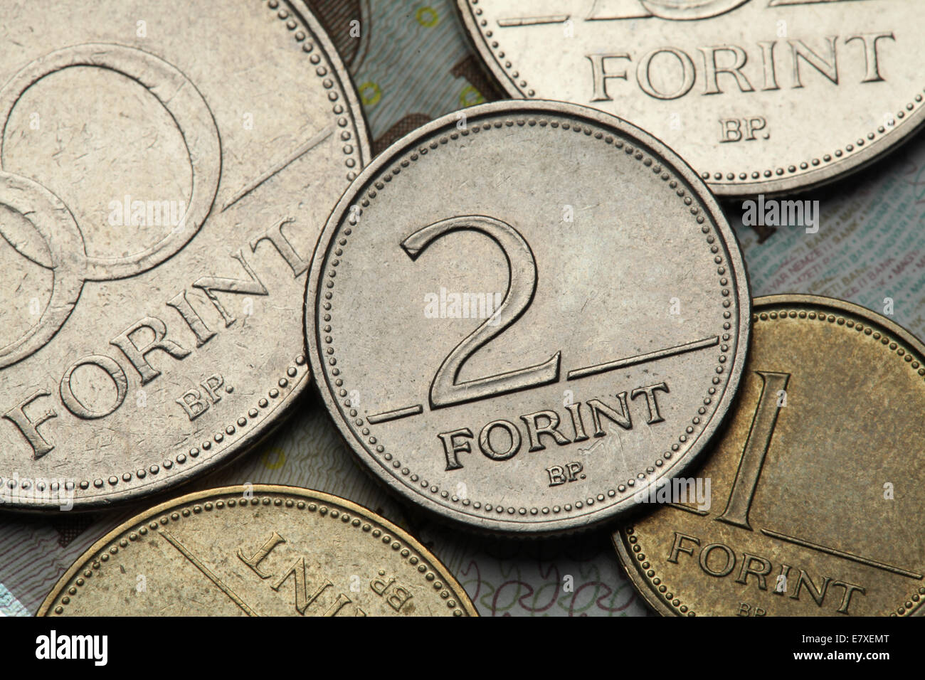 Coins of Hungary. Hungarian two forint coin Stock Photo - Alamy