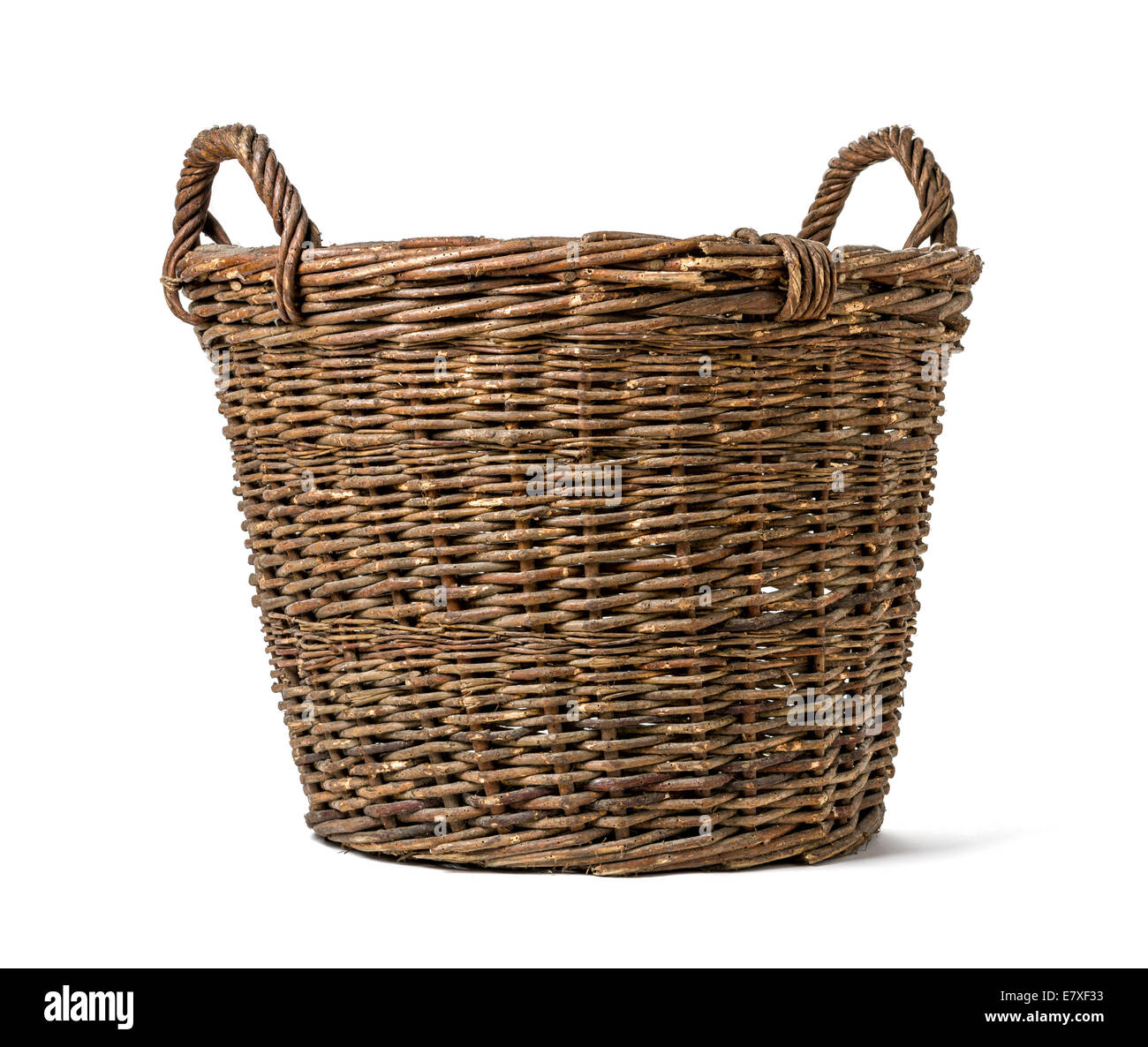 Empty wicker basket on a white background Stock Photo - Alamy