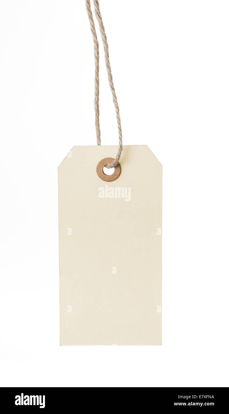 Empty cardboard tag on a white background Stock Photo - Alamy