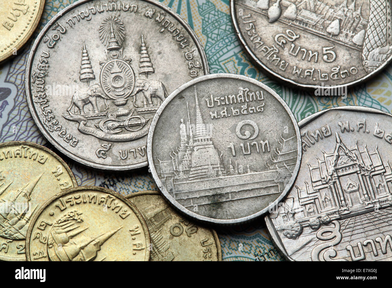 Coins of Thailand. Wat Phra Kaew or the Temple of the Emerald Buddha in ...