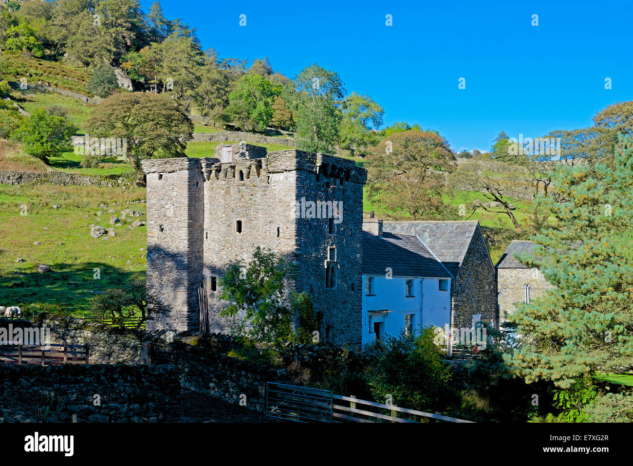 Kentmere Hall, with 15th century pele tower, Kentmere, Lake District ...