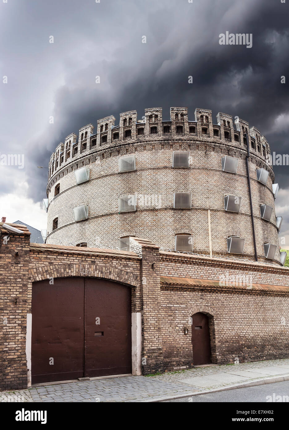 Prison gate with barbed wire hi-res stock photography and images - Alamy