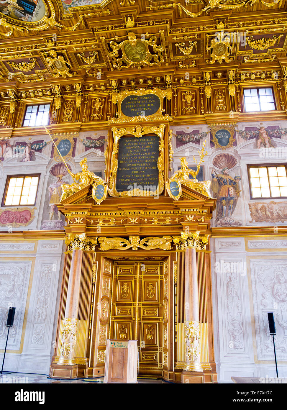 View of the ceiling of the Golden Hall/Goldener Saal, of the Augsburg ...