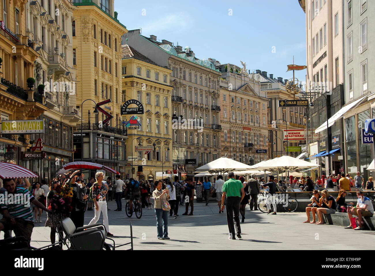 Kartnerstrasse pedestrian street in Vienna, Austria Stock Photo ...