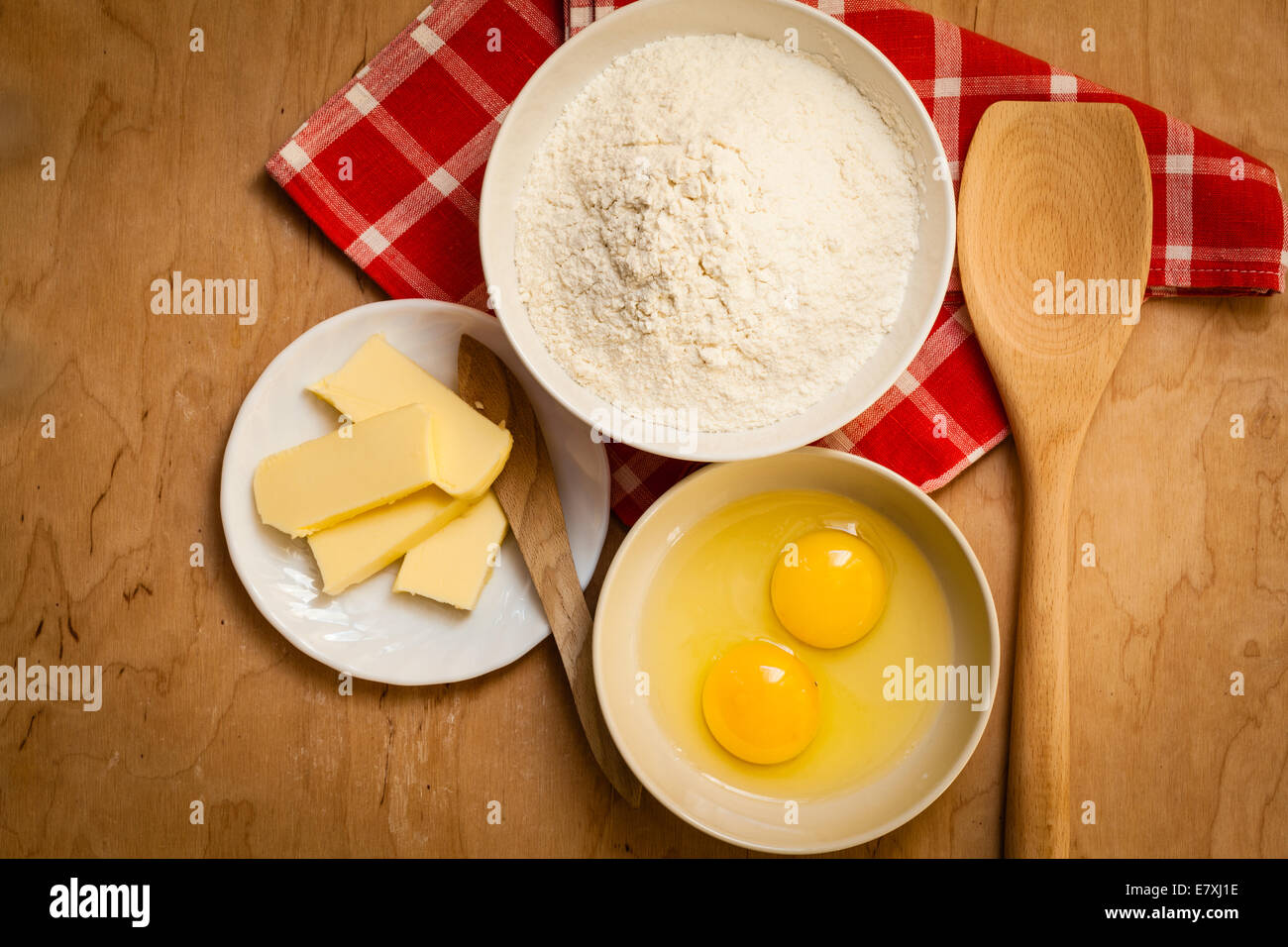Cooking concept. Preparation for baking, bake ingredients and kitchen ...