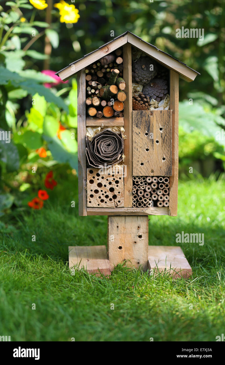 Wooden insect house decorative bug hotel, ladybird and bee home for ...