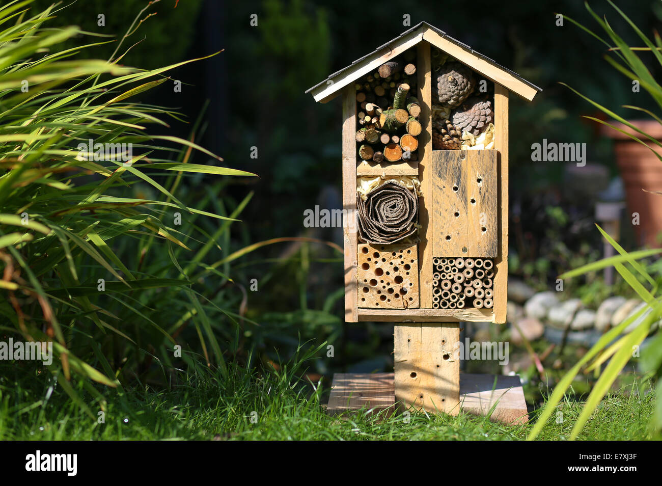 Wooden insect house decorative bug hotel, ladybird and bee home for ...