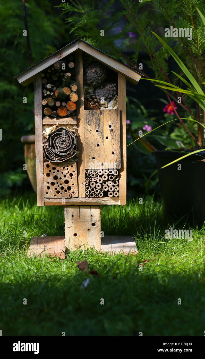 Wooden insect house decorative bug hotel, ladybird and bee home for ...