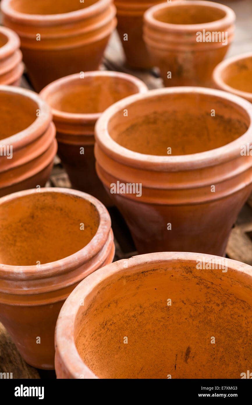 Large empty pots on sale at the local nursery Stock Photo - Alamy