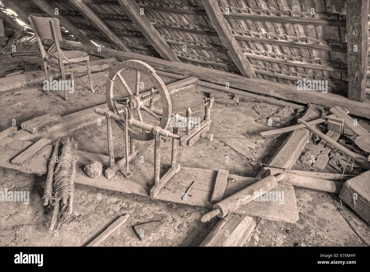 old barrel organ on the billet of village house in Slovakia Stock Photo ...
