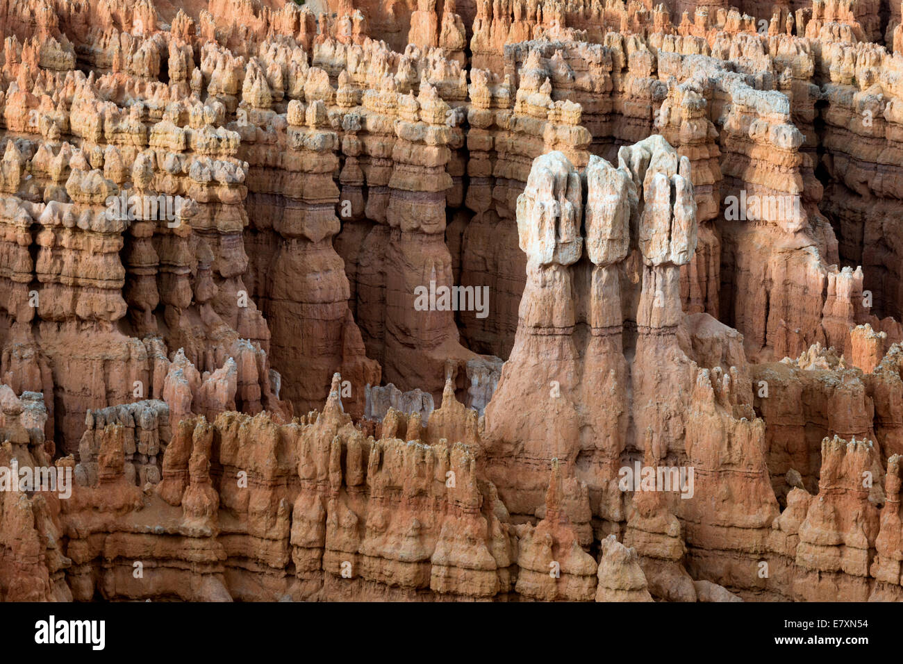 Three hoodoo rock formations with white capstones, Inspiration Point ...