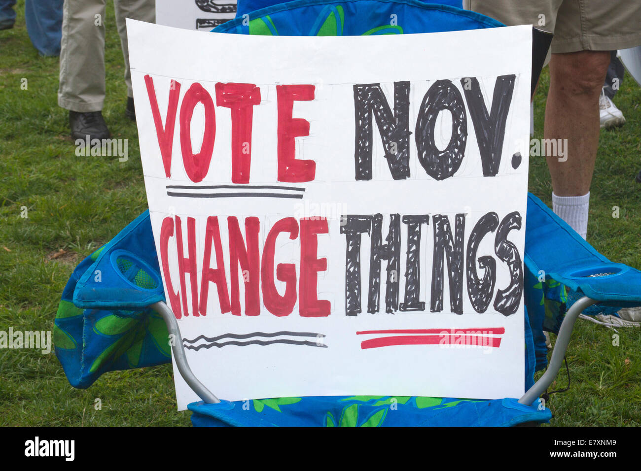 Political sign at a Moral Monday rally saying "Vote November, Change ...
