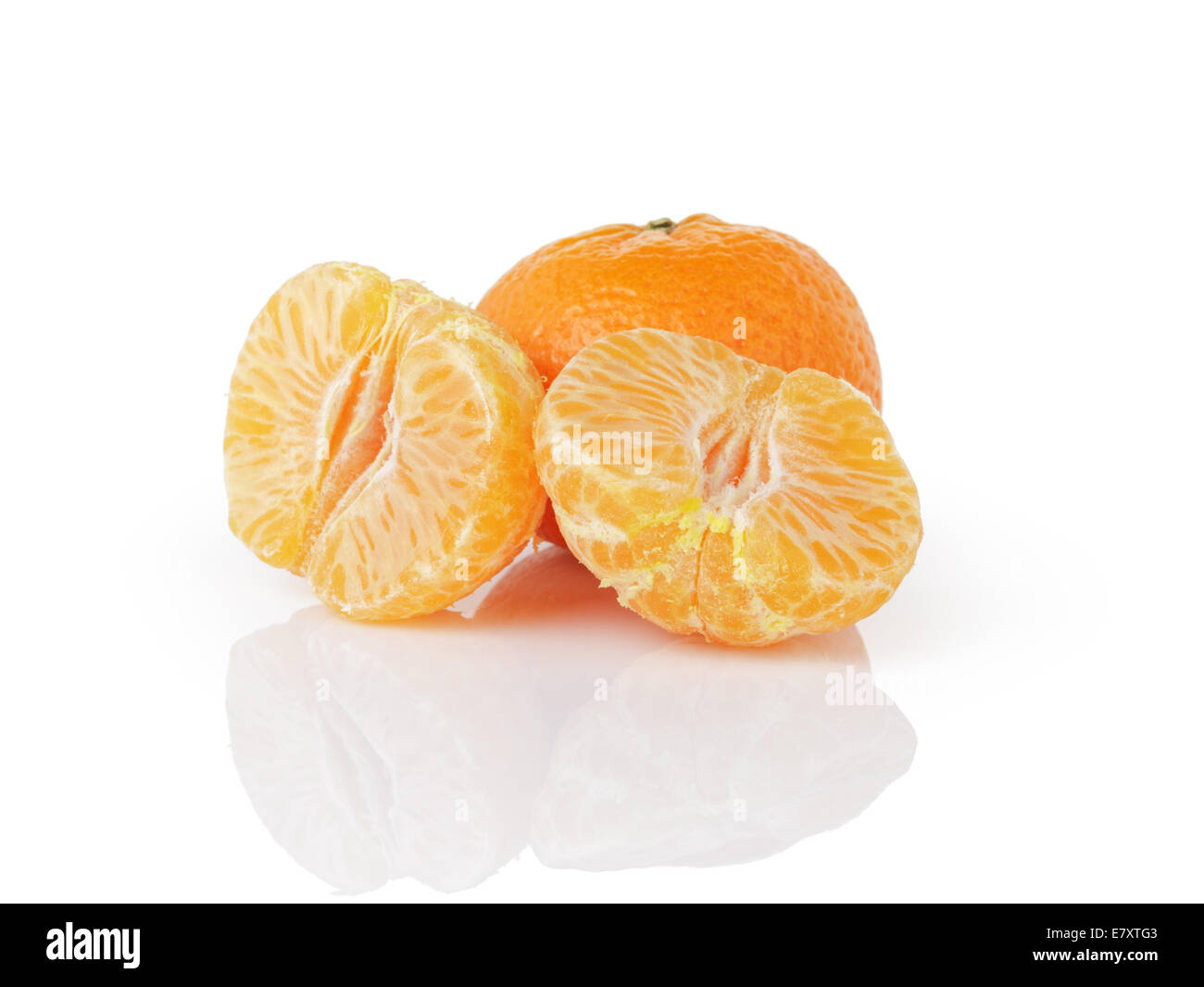 three ripe tangerines, isolated on white background Stock Photo - Alamy