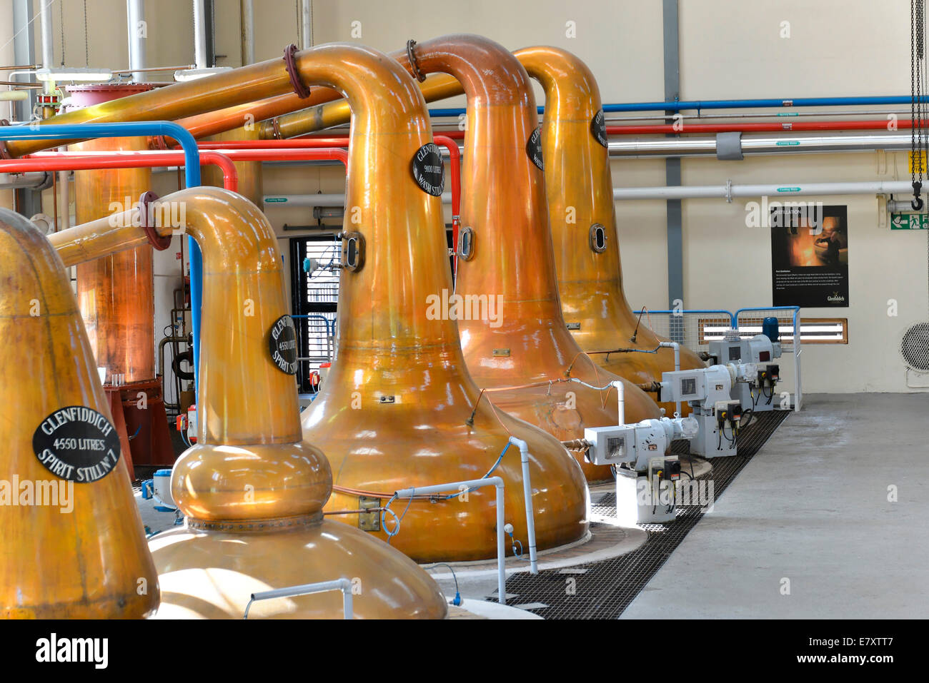 Distillation tanks, Glenfiddich Whisky Distillery, Dufftown, Scotland ...