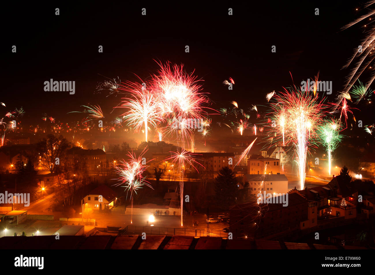 New Year's Eve fireworks, Eilenburg, Saxony, Germany Stock Photo - Alamy