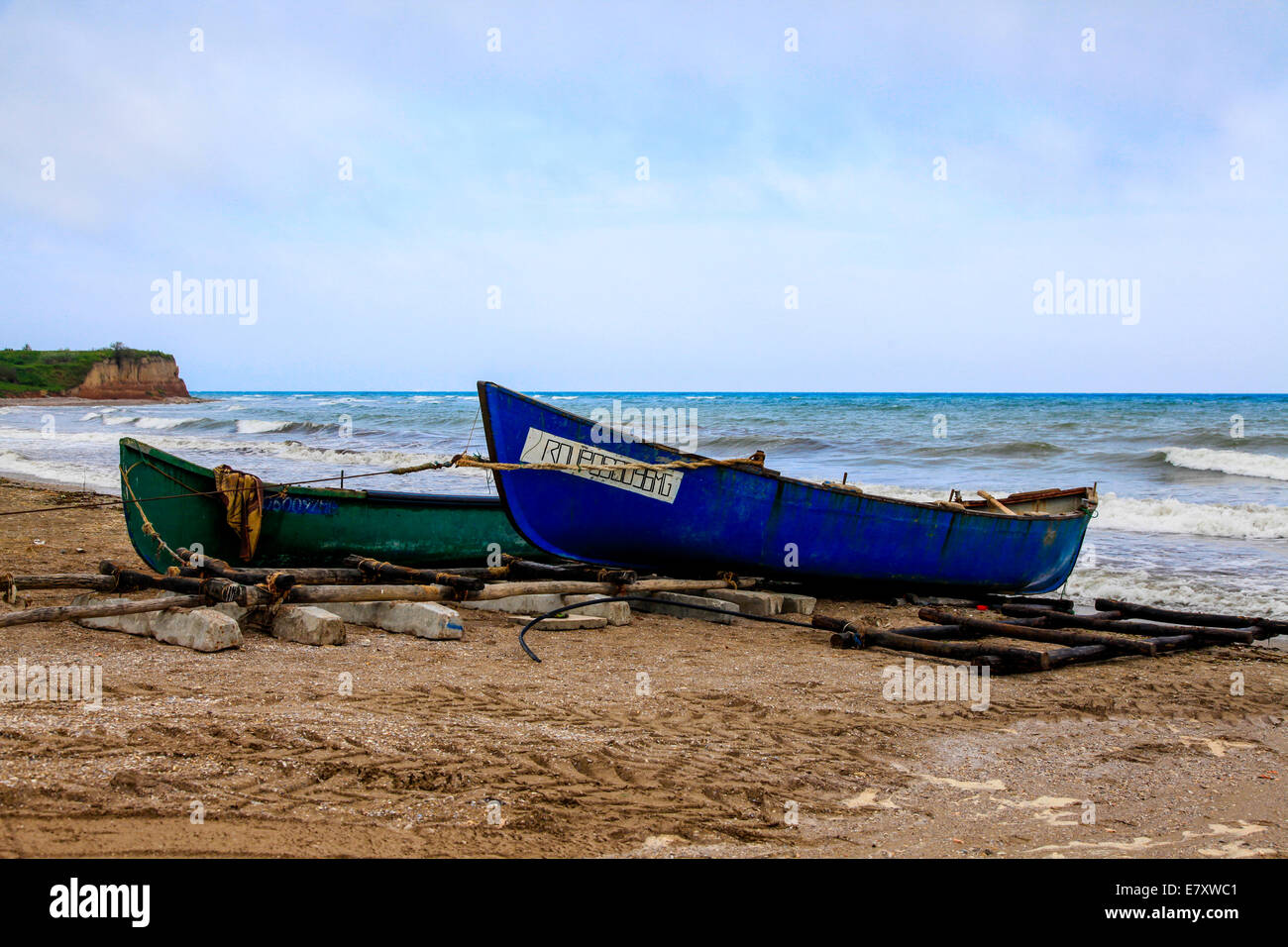 Old Fishing boats on the shore near Bucharest, Romania Stock Photo - Alamy