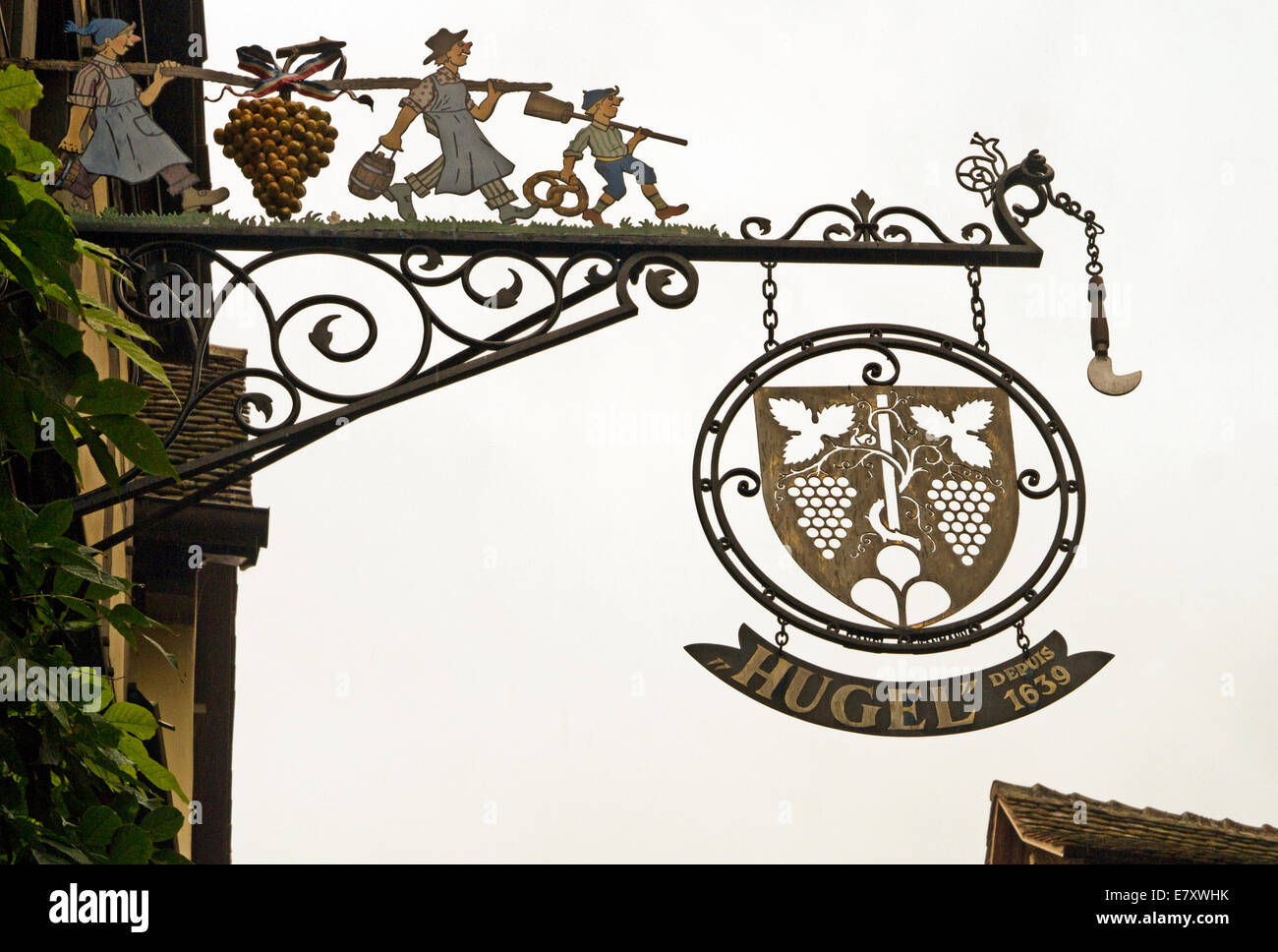 Hansi metal sign for Alsace winemaker Hugel of Riquewihr France Stock ...