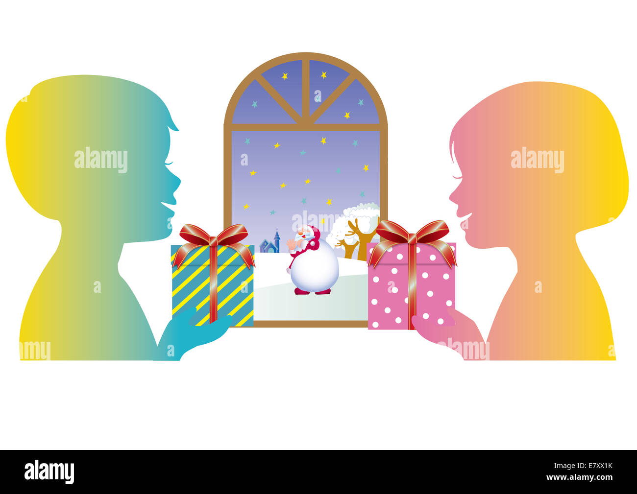 Santa window illustration Cut Out Stock Images & Pictures - Alamy