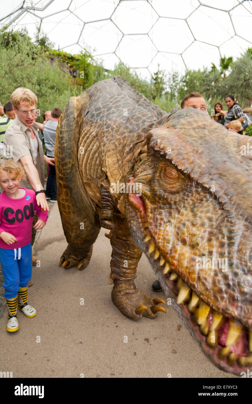 A Dinosaur on the loose (with guards) entertains children & families at ...