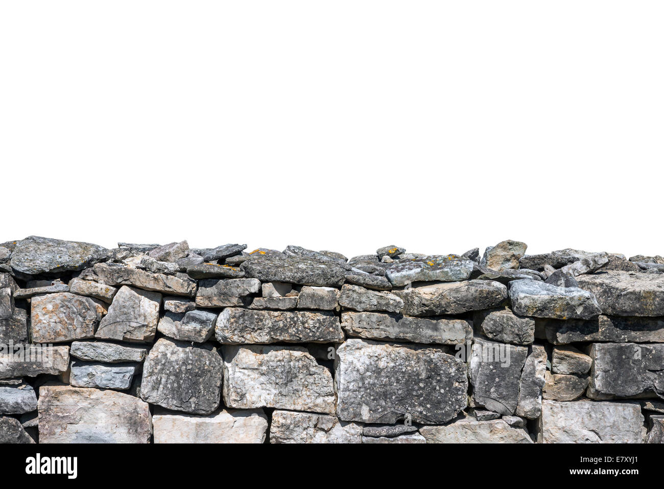 Stone wall isolated on white background Stock Photo - Alamy