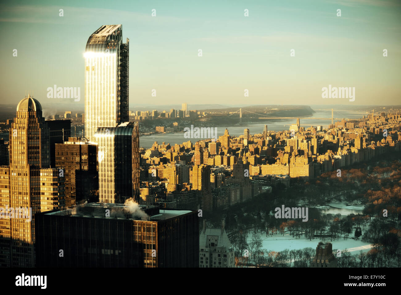 New York City skyscrapers rooftop urban view Stock Photo - Alamy