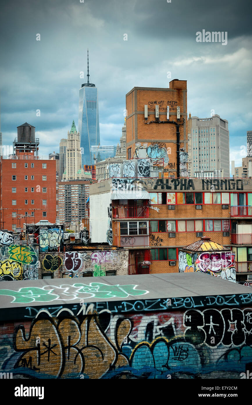 Graffiti and urban buildings in downtown Manhattan Stock Photo - Alamy