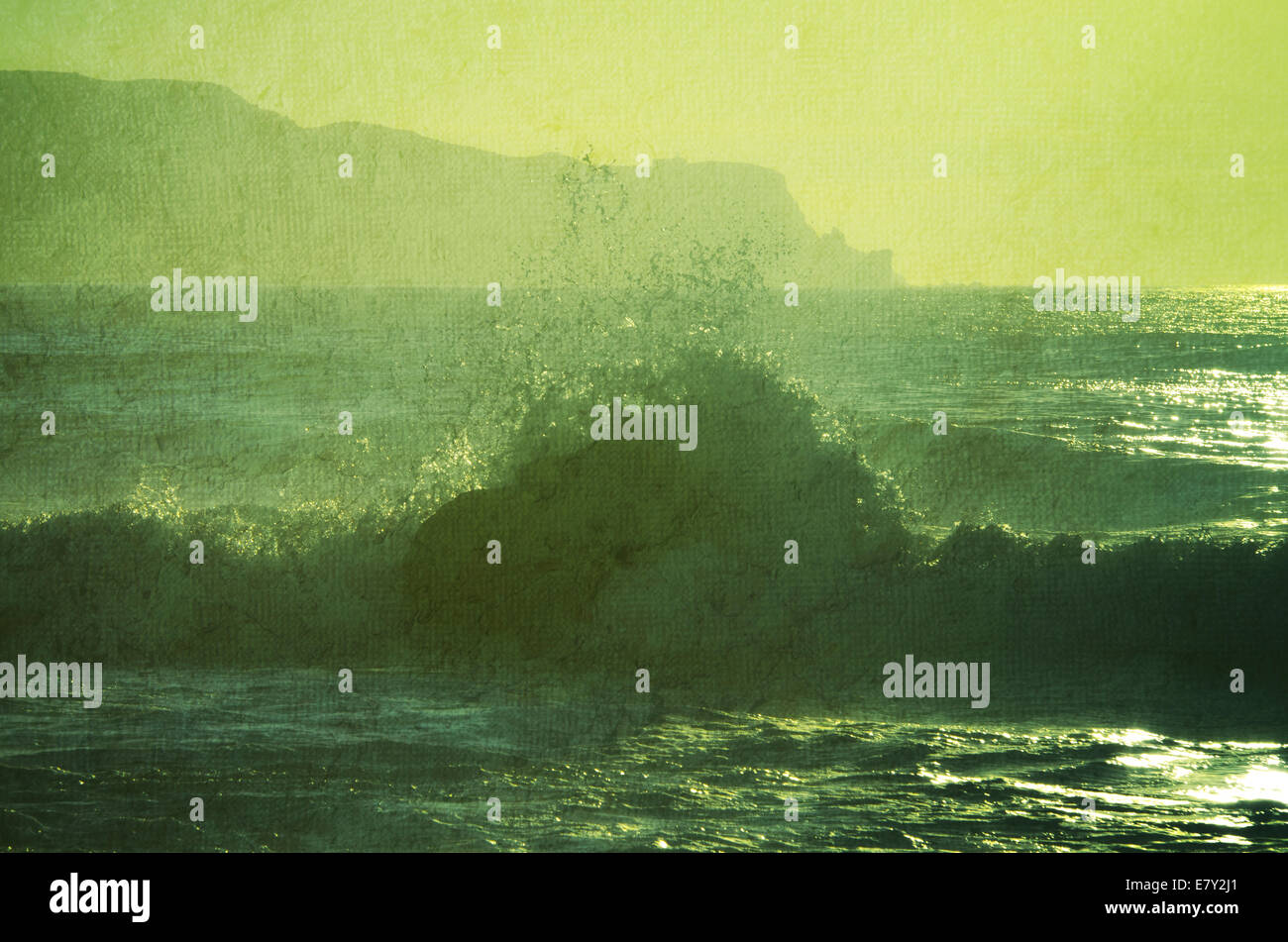 Powerful Atlantic Ocean waves crashing on the rocky shore Stock Photo ...