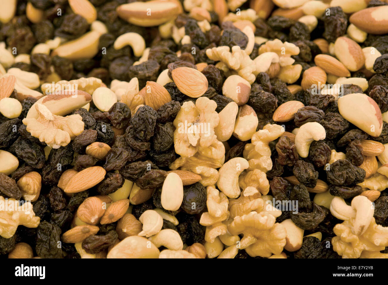 full frame background with mixed nuts and raisins Stock Photo - Alamy