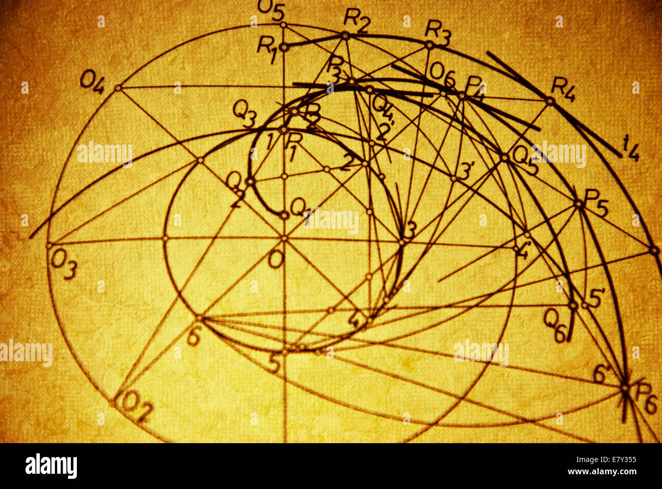 geometric drawing on old paper Stock Photo - Alamy
