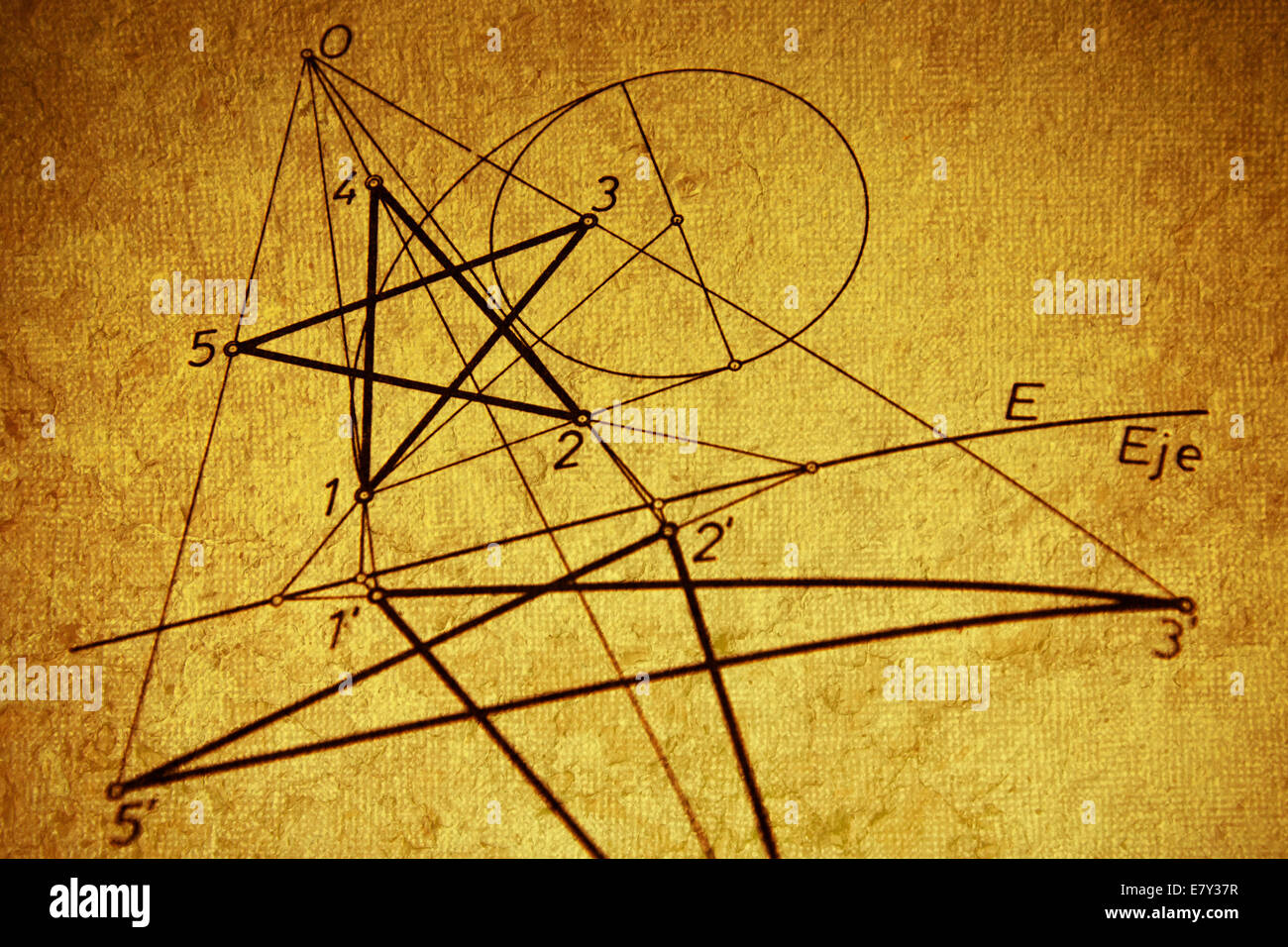 geometric drawing on old paper Stock Photo - Alamy
