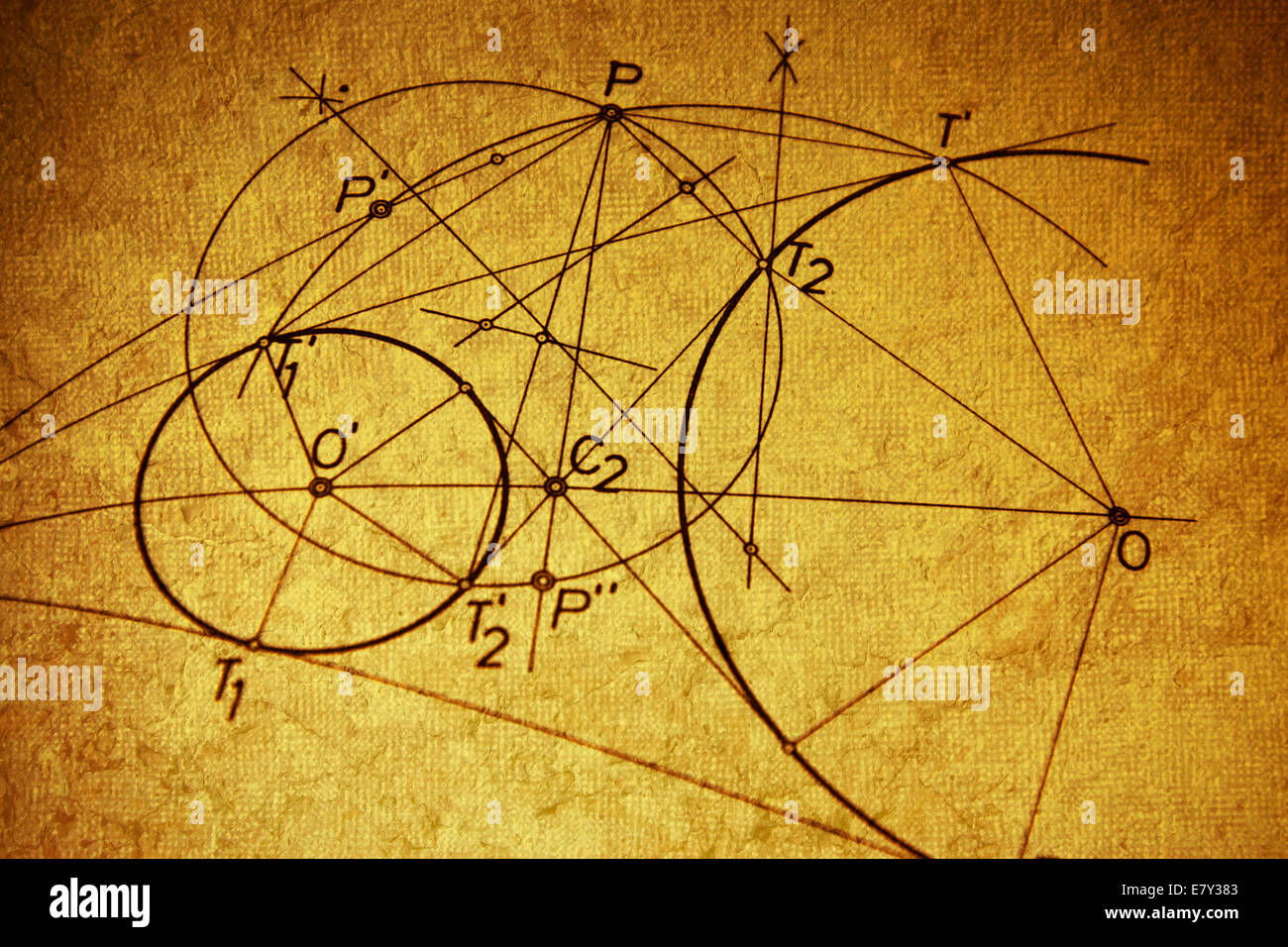 geometric drawing on old paper Stock Photo - Alamy