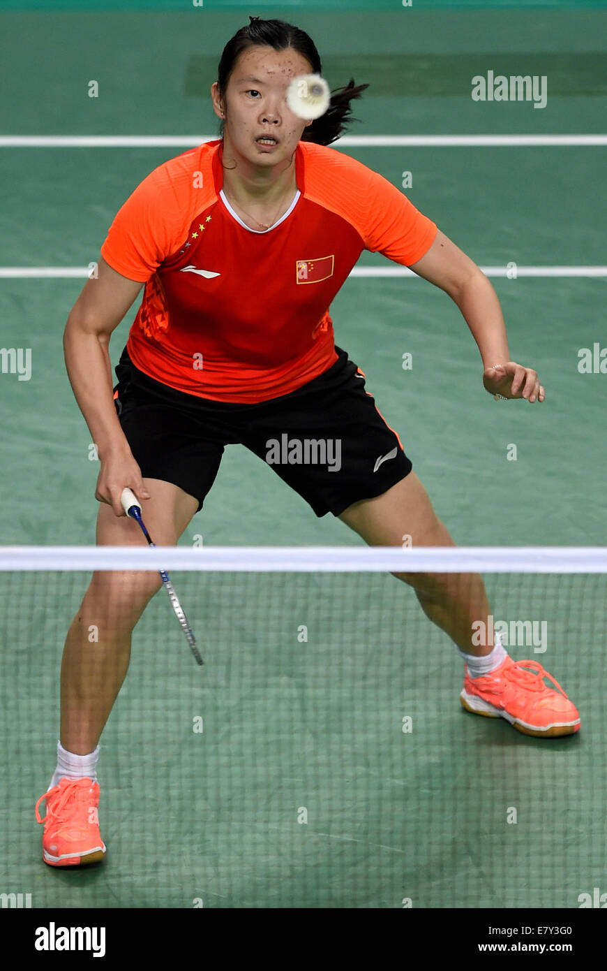 Incheon, South Korea. 26th Sep, 2014. Li Xuerui of China returns the ...