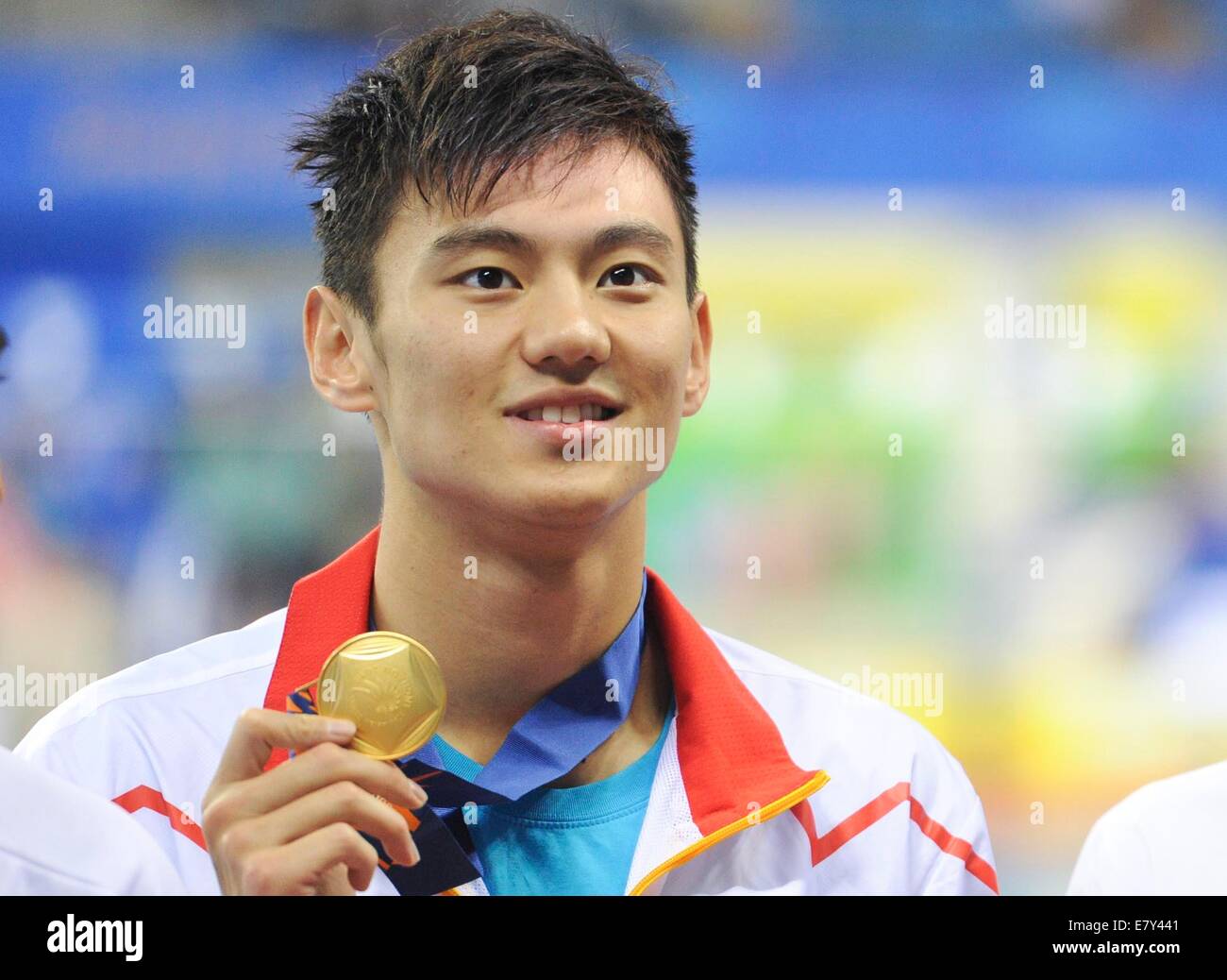Chinese swimming player Zetao Ning win the gold medal of mens 100m ...