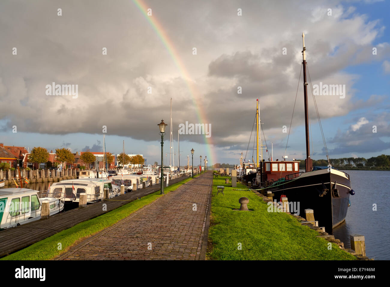 rainbow over Zoutkamp haven, Groningen, Netherlands Stock Photo - Alamy