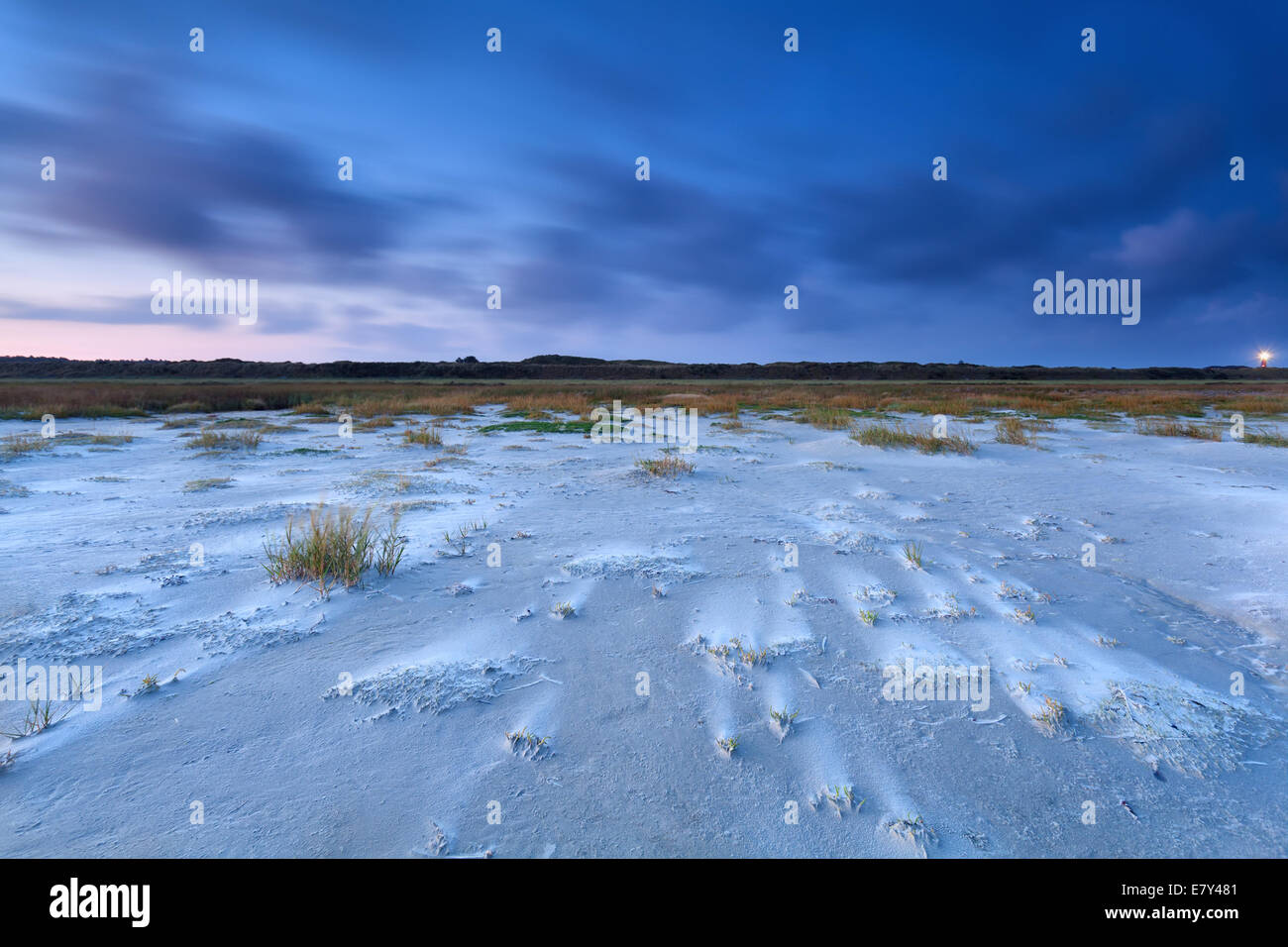 windy sand beach on North sea in dusk, Schiermonnikoog, Netherlands ...