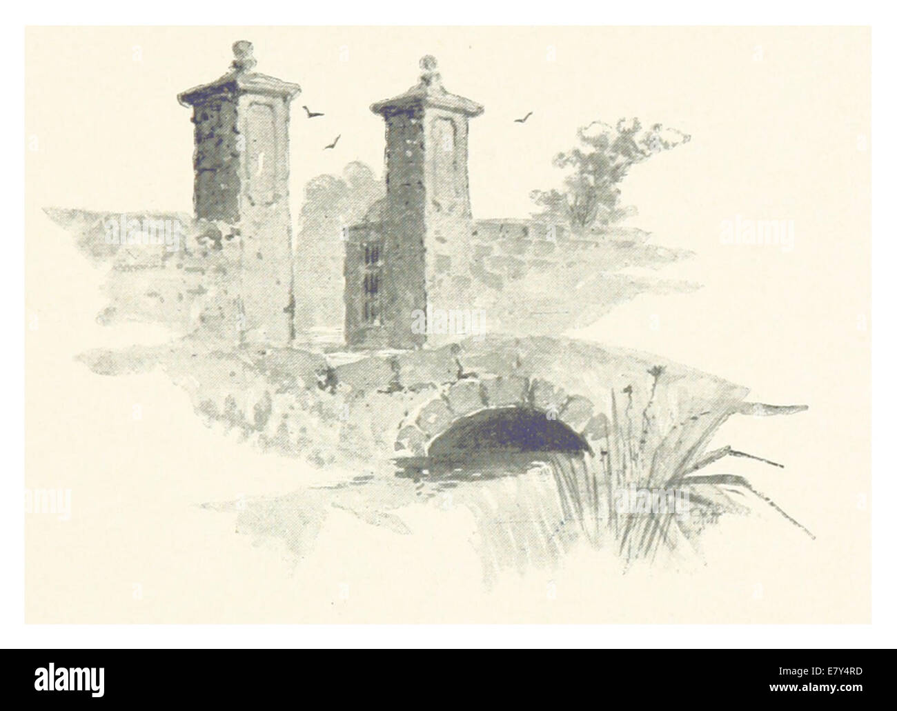An 1889 illustration of St. Augustine, Florida, showcasing the gates of ...