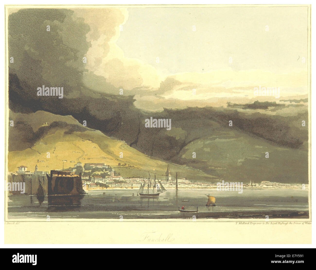 This 1806 sketch by Barrow depicts Funchall, possibly a historical site ...
