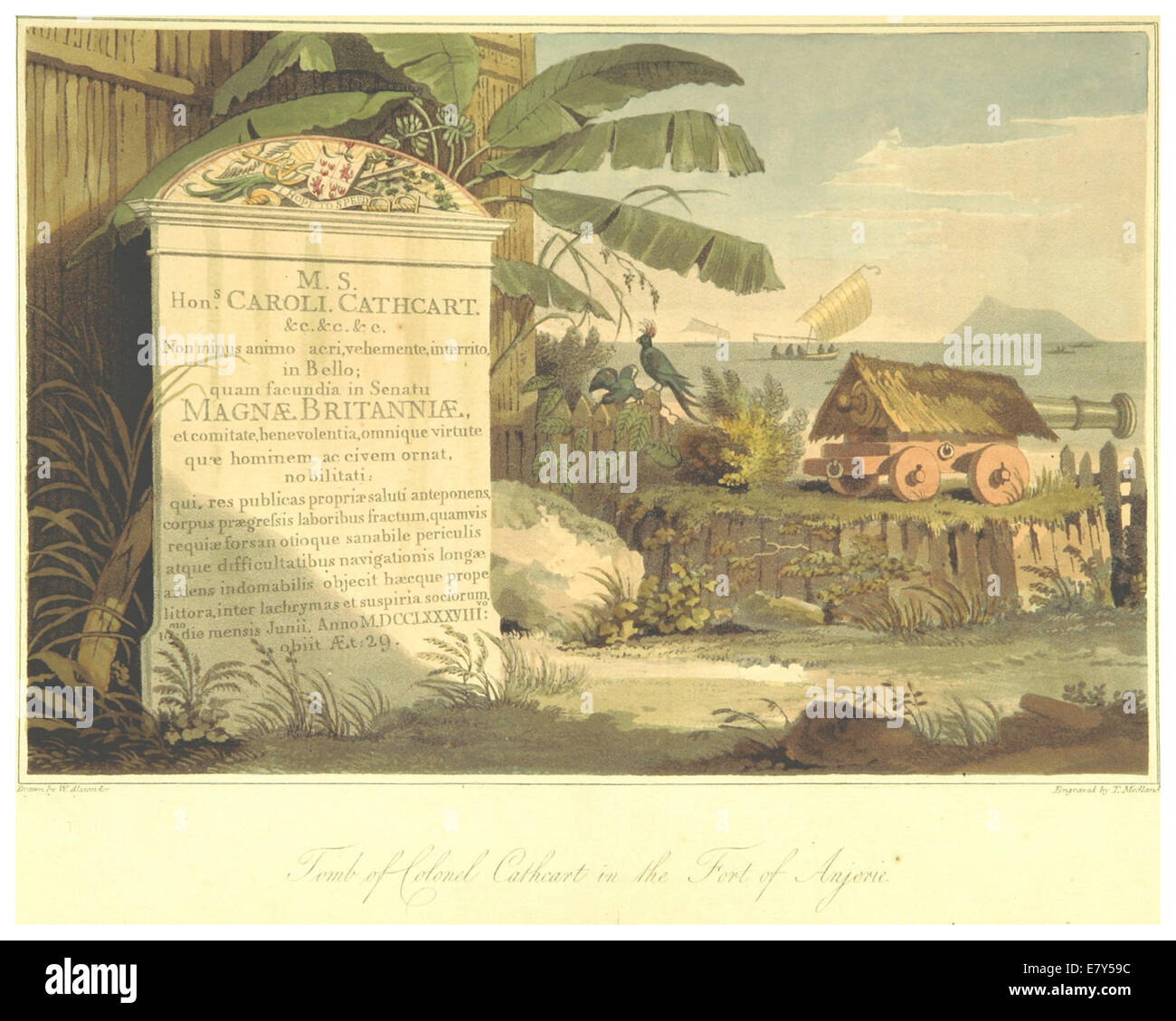 This 1806 illustration by Barrow depicts the tomb of Colonel Cathcart ...